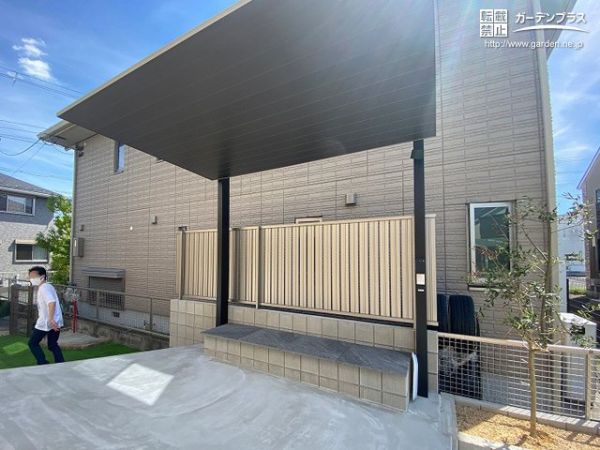 エクステリア ガーデン FelijuフェンスAB YL3型 横ルーバー3 フリーポールタイプ コーナー継手セットE ポール付 1セット T-10