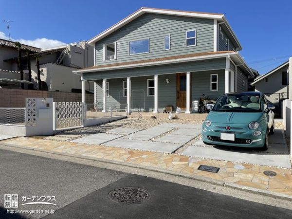 南国らしさとアメリカンテイストが調和した爽やかな新築外構 (No.19412) / 新築外構一式の施工例 | 外構工事のガーデンプラス